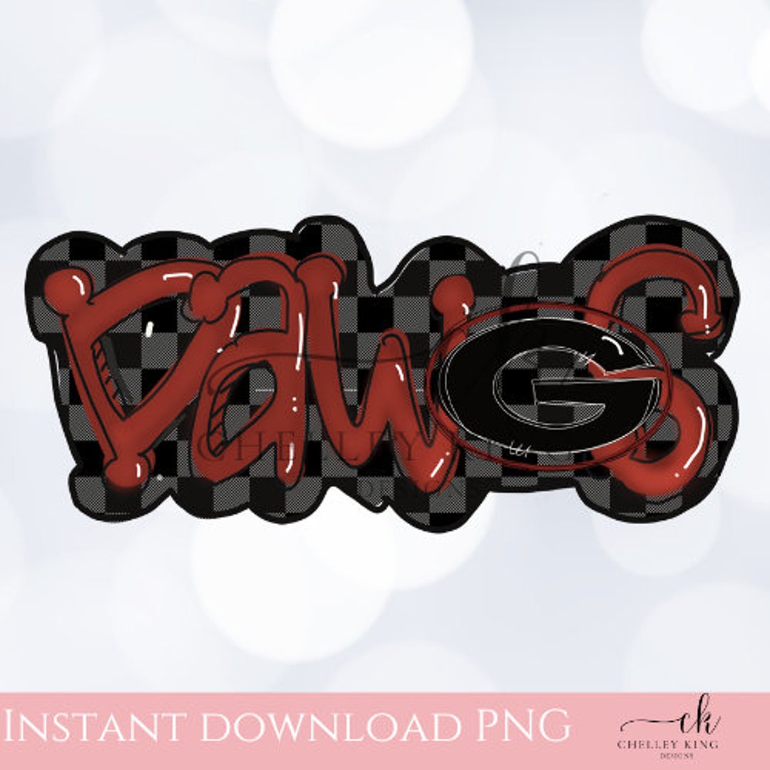 Georgia Dawgs Bulldogs Checkered Checked Red Black Grey White Graphic ...