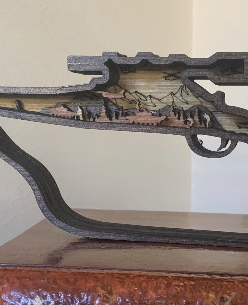 Military Rifle, Multi-layered Carved Wood, Veteran Decor, Military ...