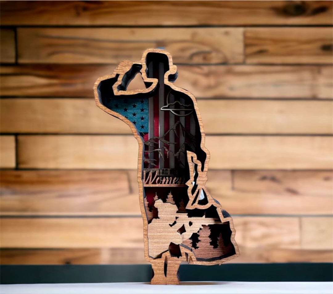 Proud Female Veteran Multi-layered Carved Wood, Woman Veteran Decor ...