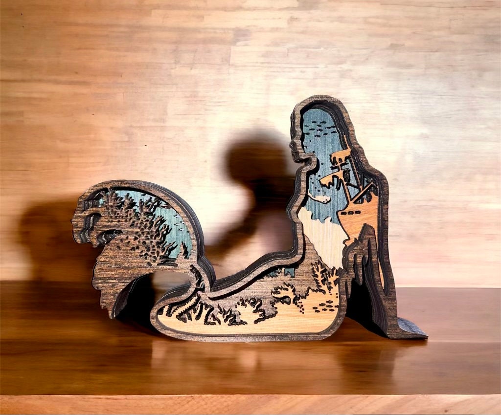 Mermaid Multi-layered Wood, Mermaid Gift, Mermain Wood Decor, Mermaid ...