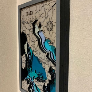 Wooden Italy Map Carved, Topographic 3D Wall Art, Depth Chart Map ...