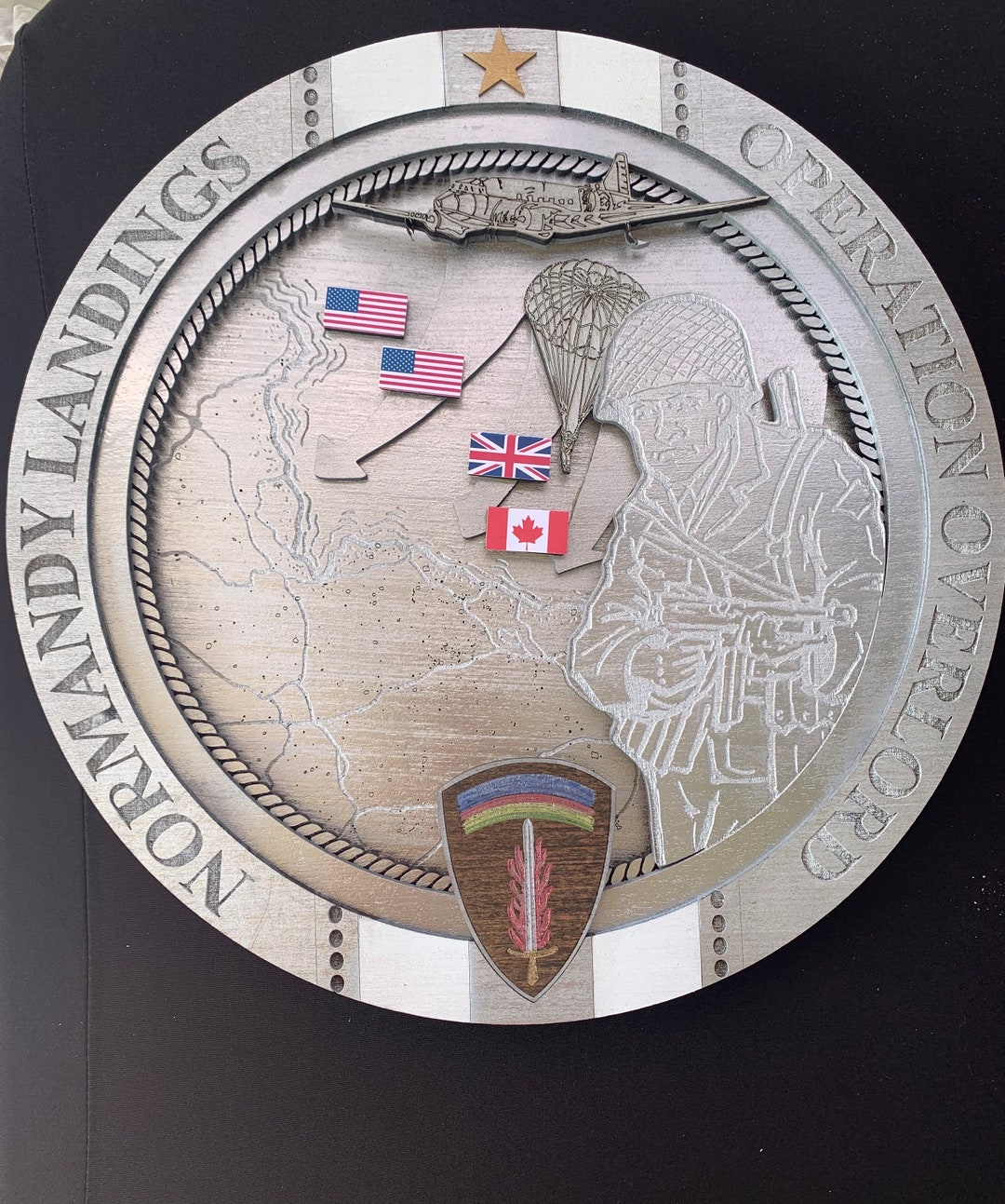 D-day Coin, Multi-layered Carved Wood, Veteran Decor, Military Decor ...