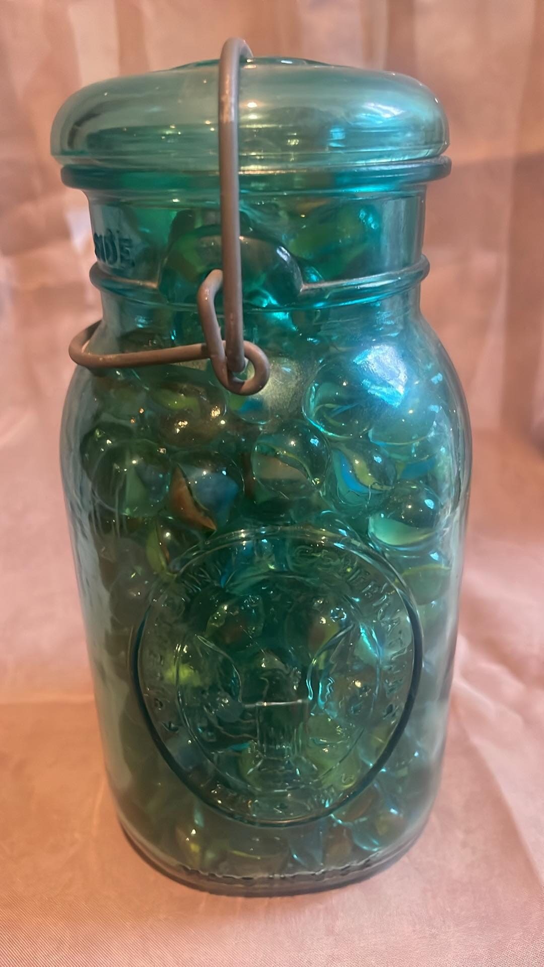 Vintage Ball Ideal Blue Wire Mason Jar Glass Lid Bicentennial ...