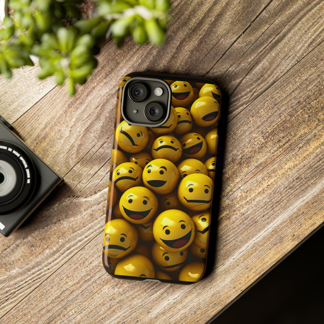 IPhone Yellow Smiley Faces Abstract Art Graphic Design Tough Phone ...
