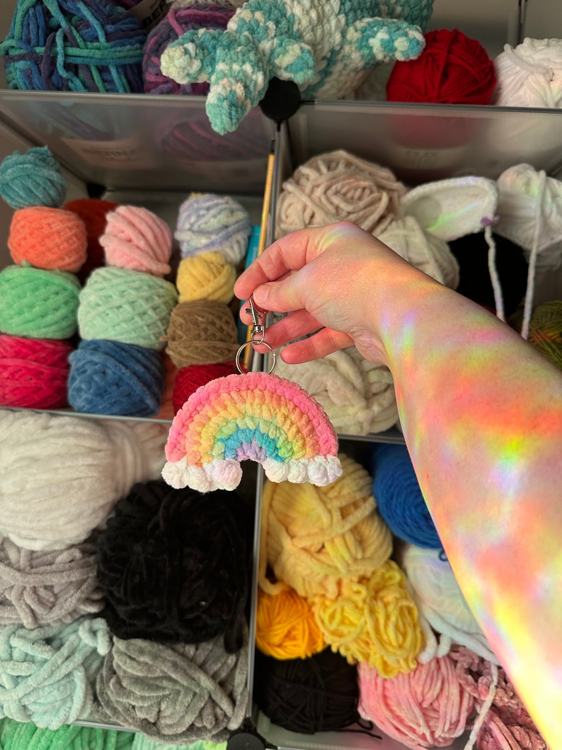 Crochet Plush Pastel Rainbow Keychain - Etsy