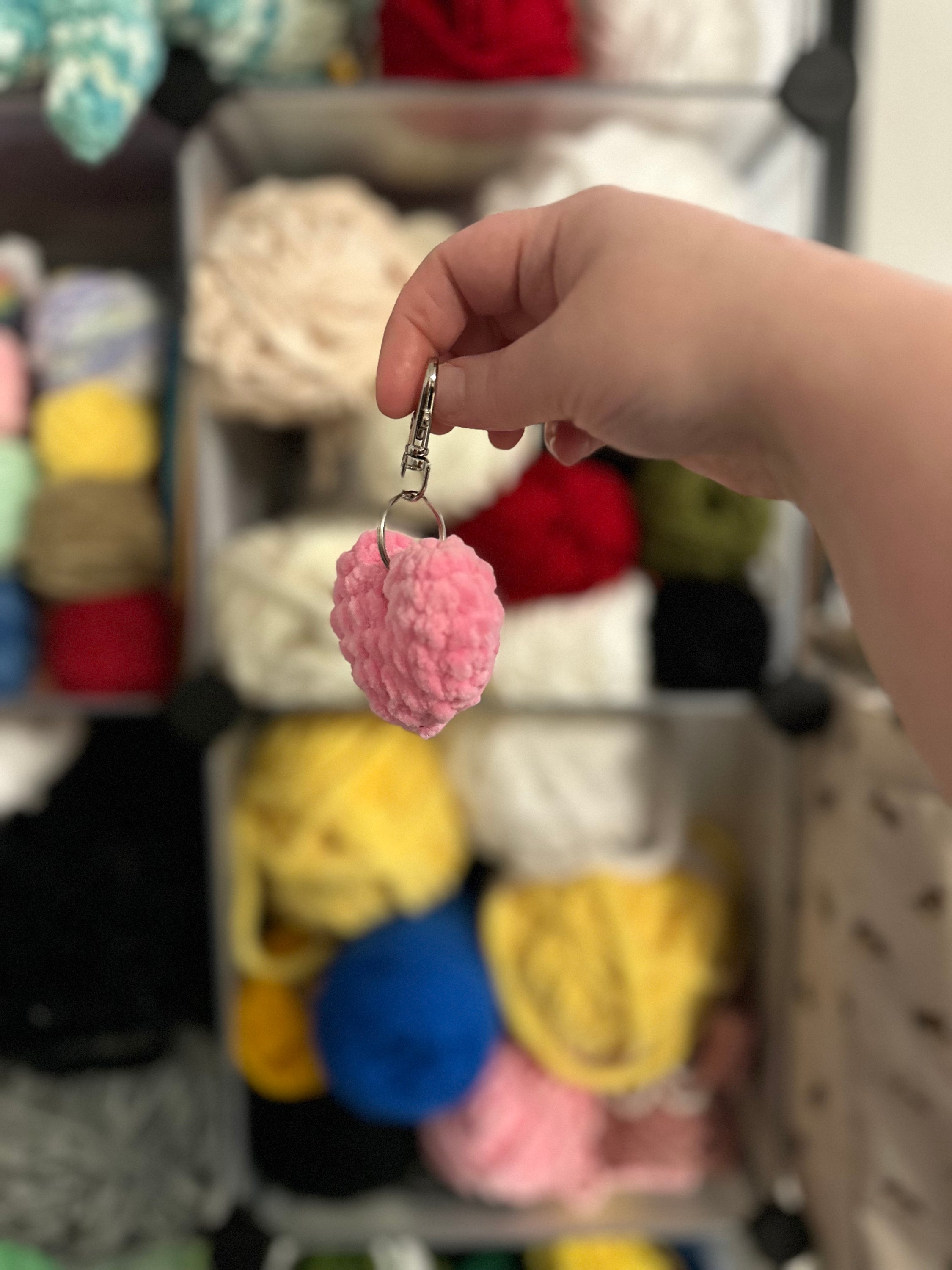 Crochet Plush Heart Keychain - Etsy