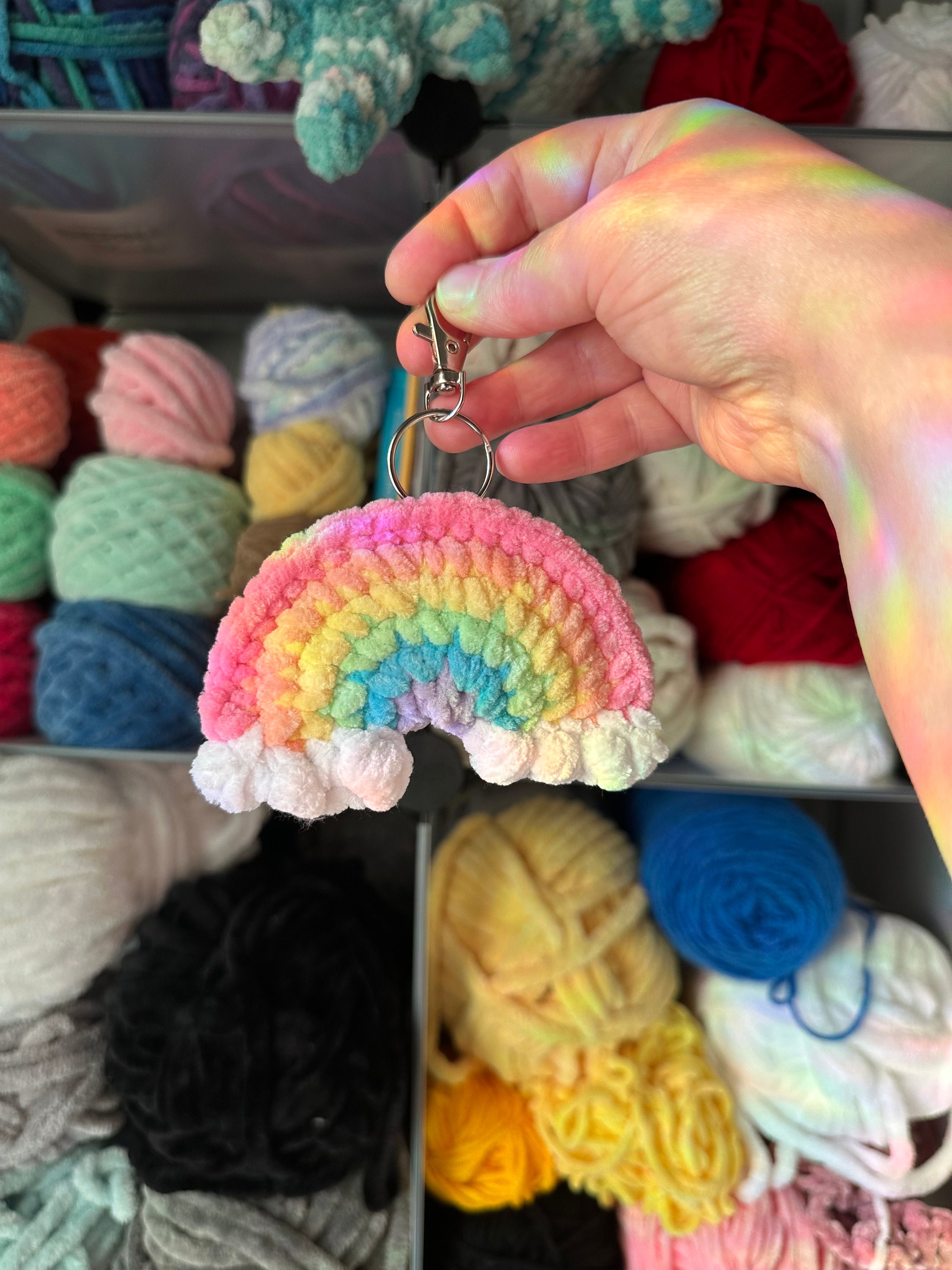 Crochet Plush Pastel Rainbow Keychain - Etsy