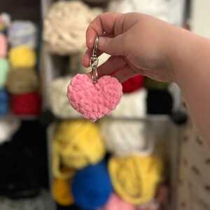 Crochet Plush Heart Keychain - Etsy