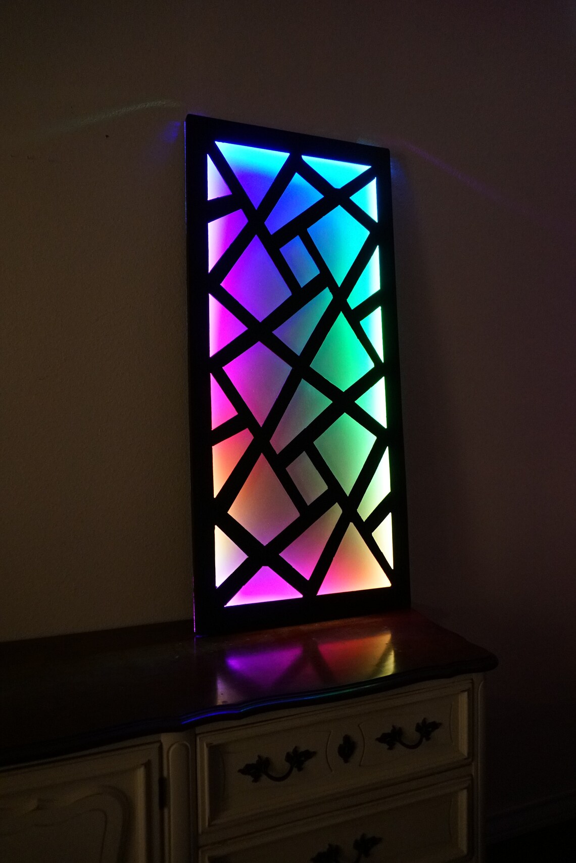 Contemporary Steel Art Abstract Geometric LED Wall Sculpture With ...