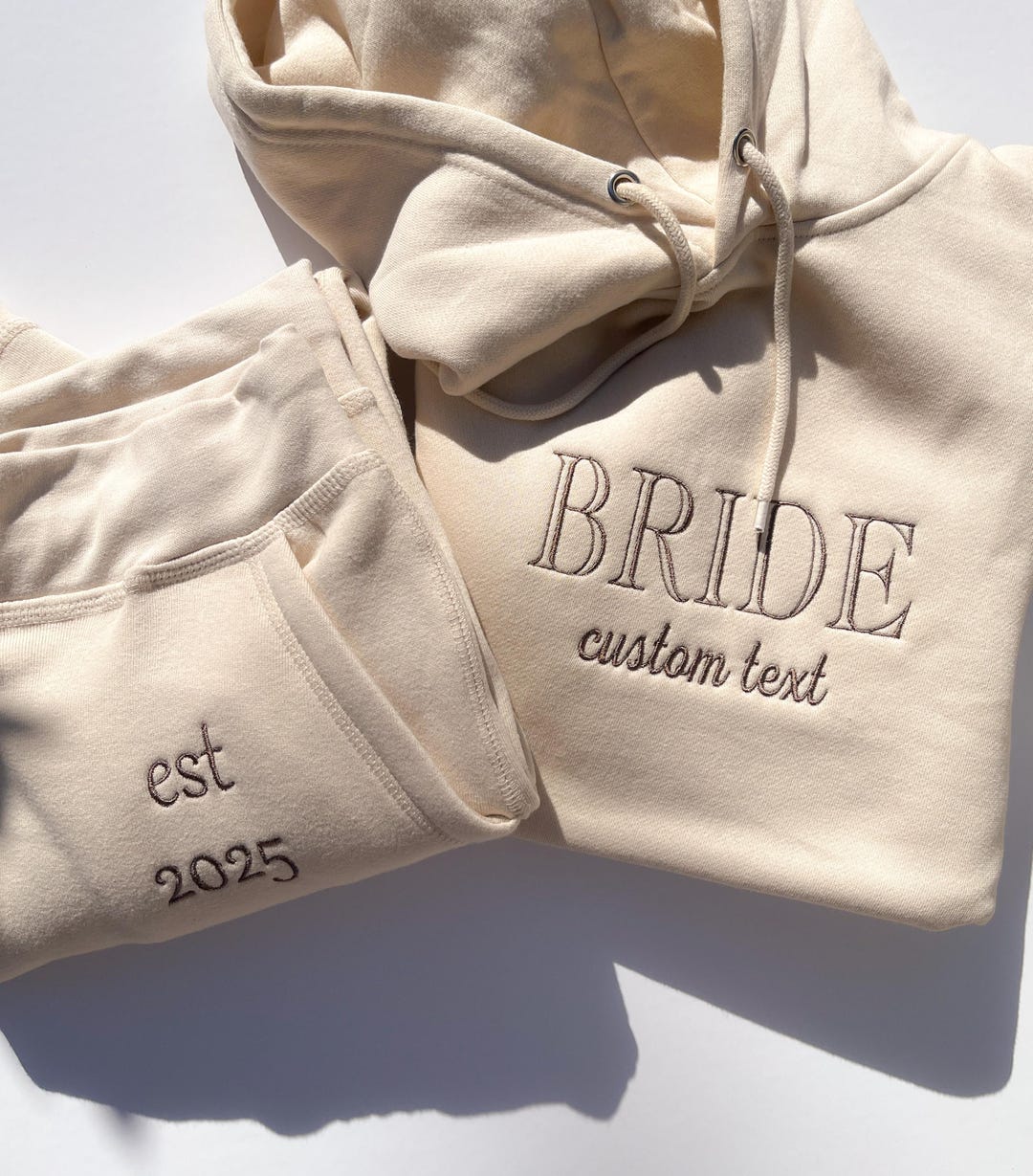 Custom Bridal Hoodie Jogger Set Personalized Embroidered Bride Outfit ...