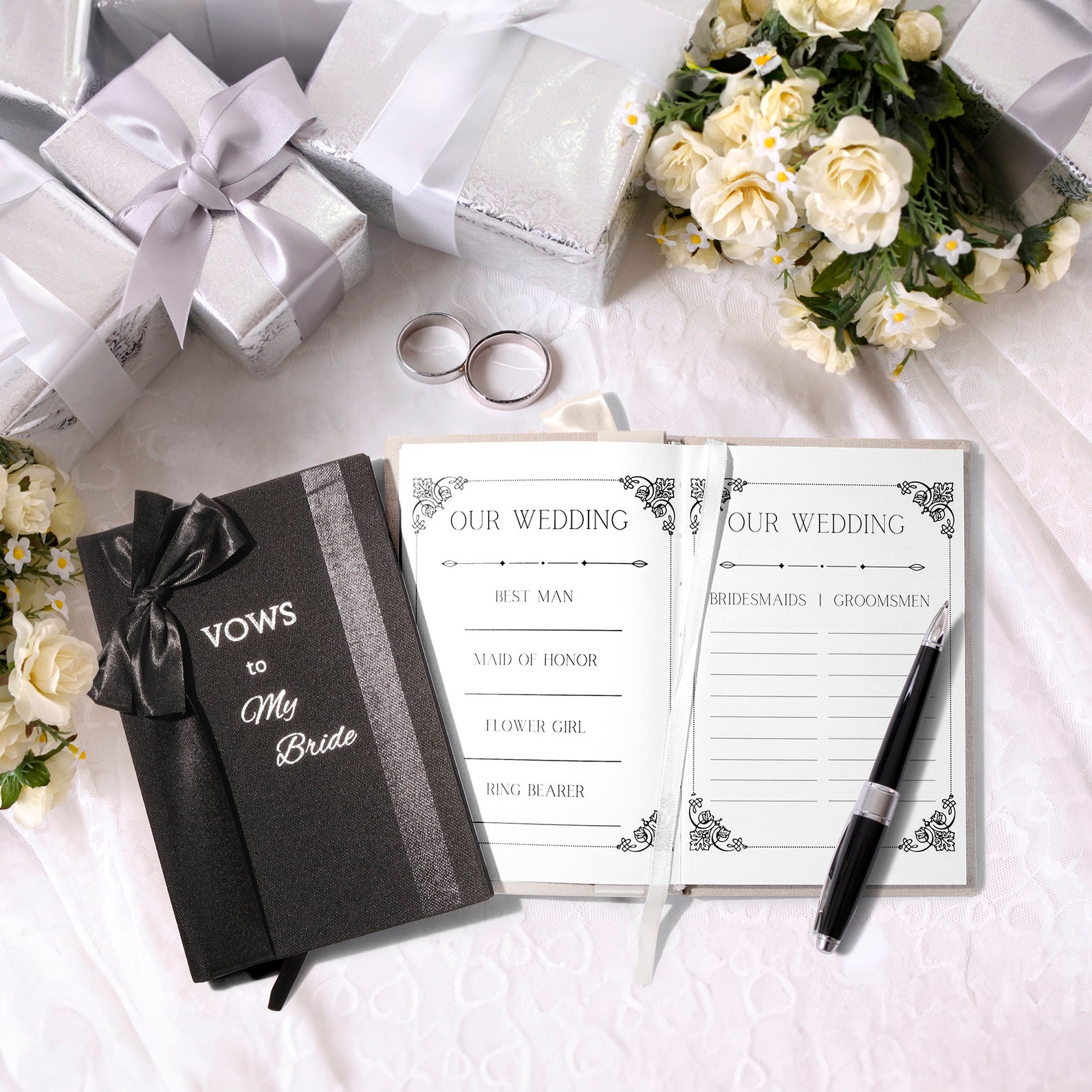 2 His and Hers Hard Cover Keepsake Vow Book Set - Engagement Gift for ...