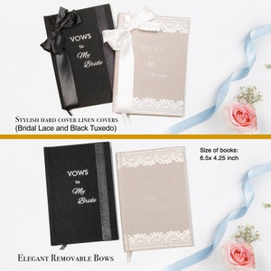 2 His and Hers Hard Cover Keepsake Vow Book Set - Engagement Gift for Bride Groom - Vows to My ...