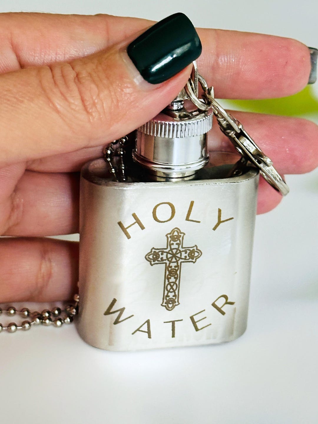Mini Holy Water Flask Keychain: Stainless Steel Christian Keepsake - Etsy