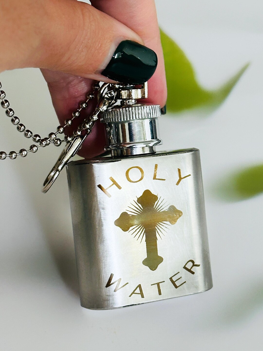 Catholic Keychain, Mini Holy Water Flask Keychain, Pocket Flask for ...