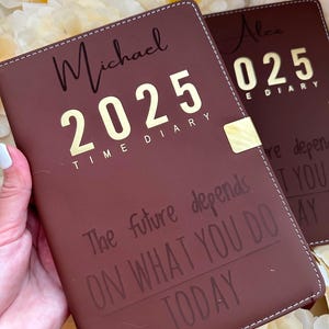 Personalized 2025 Faux Leather Journal: Custom Engraved Day Planner - Etsy