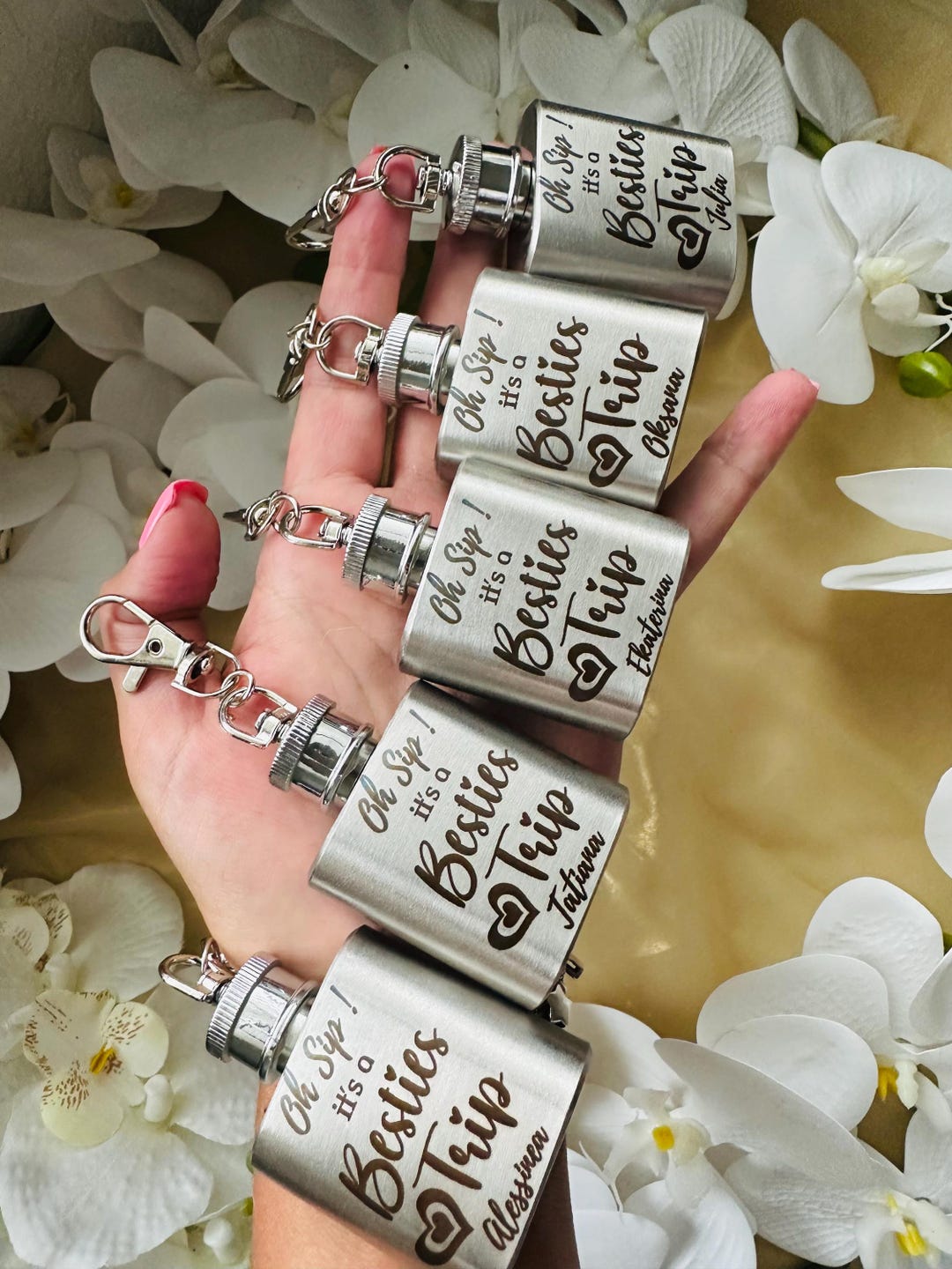 Keychain Flask Customized, Personalised Bridesmaid Hip Flasks, Perfect ...