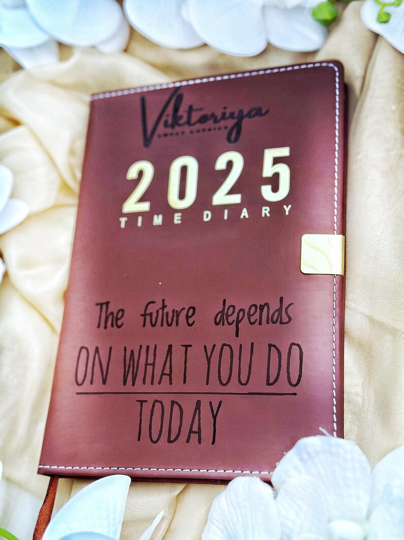 Personalized 2025 Faux Leather Journal: Custom Engraved Day Planner - Etsy