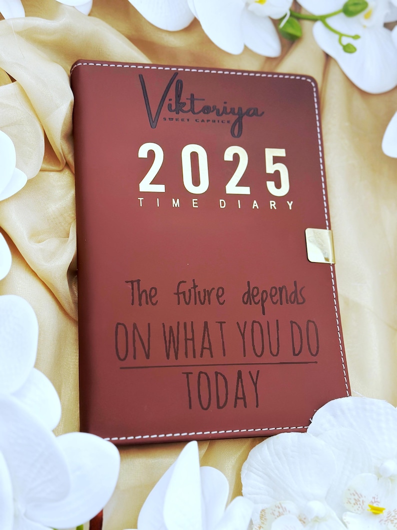 Personalized 2025 Faux Leather Journal: Custom Engraved Day Planner - Etsy
