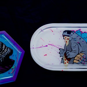 Godzilla Eating Pizza Artisan Tray - Etsy