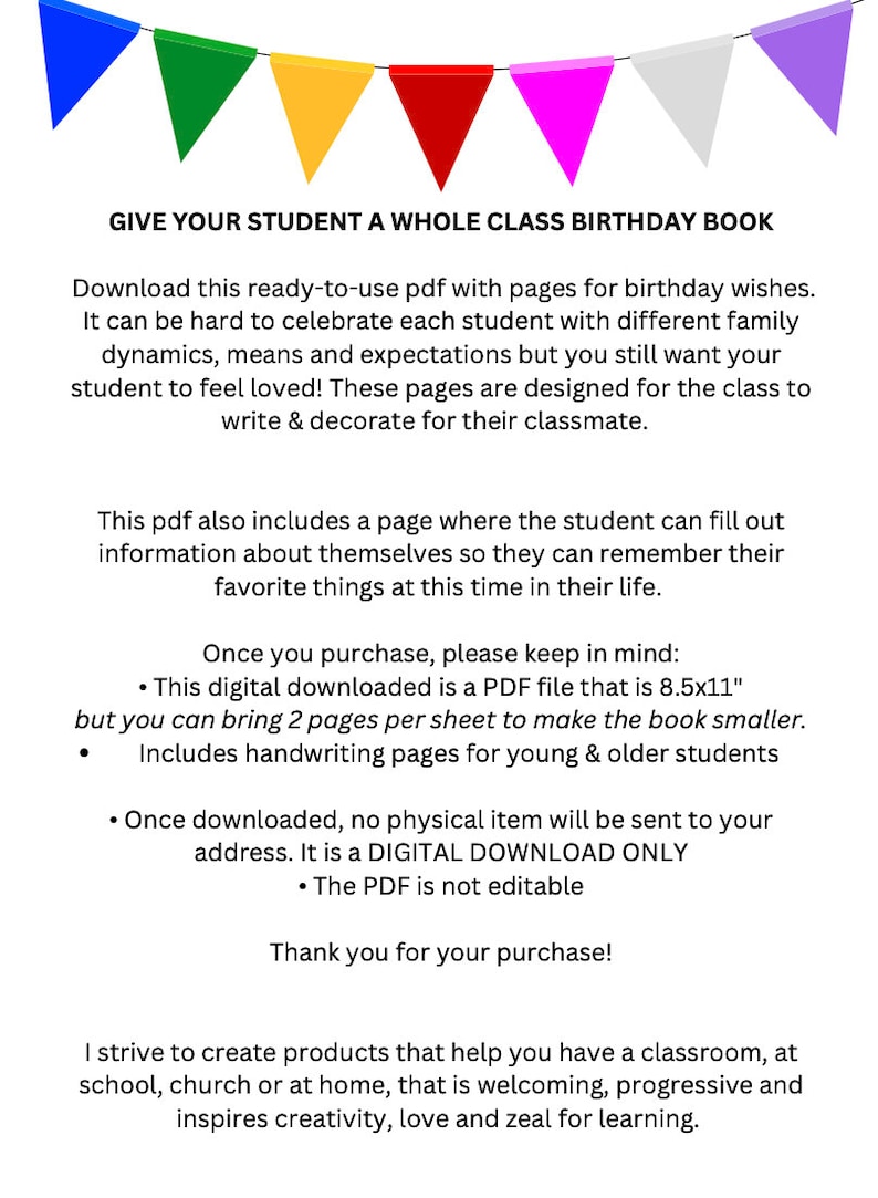 Classroom, Preschool, Sunday School Birthday Book - Etsy