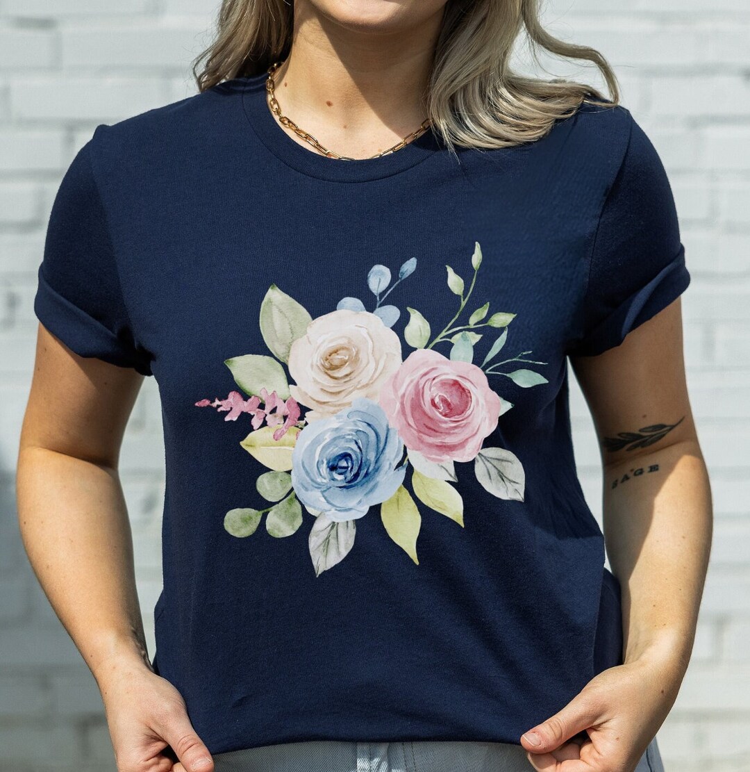 Flowers Tshirt, Flowers Tee Shirt, Flowers Tshirt Women, Floral Tee ...