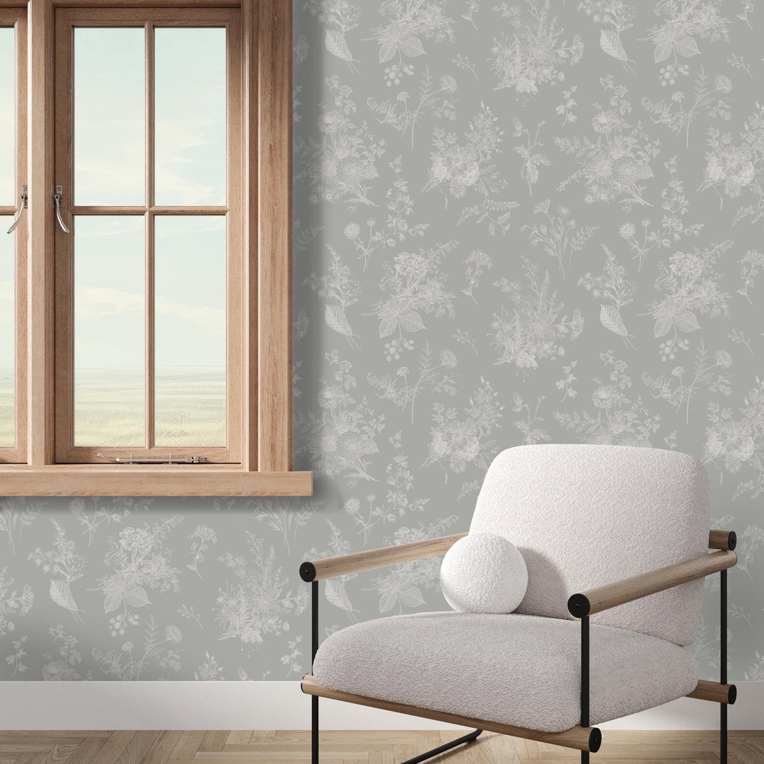 Subtle Dainty Floral Wallpaper | Elegant French Country Peel and Stick ...