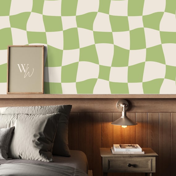 Wavy Checkered Pattern Wallpaper