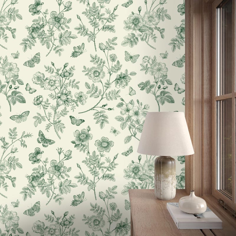 Butterfly Wallpaper Cream - Etsy