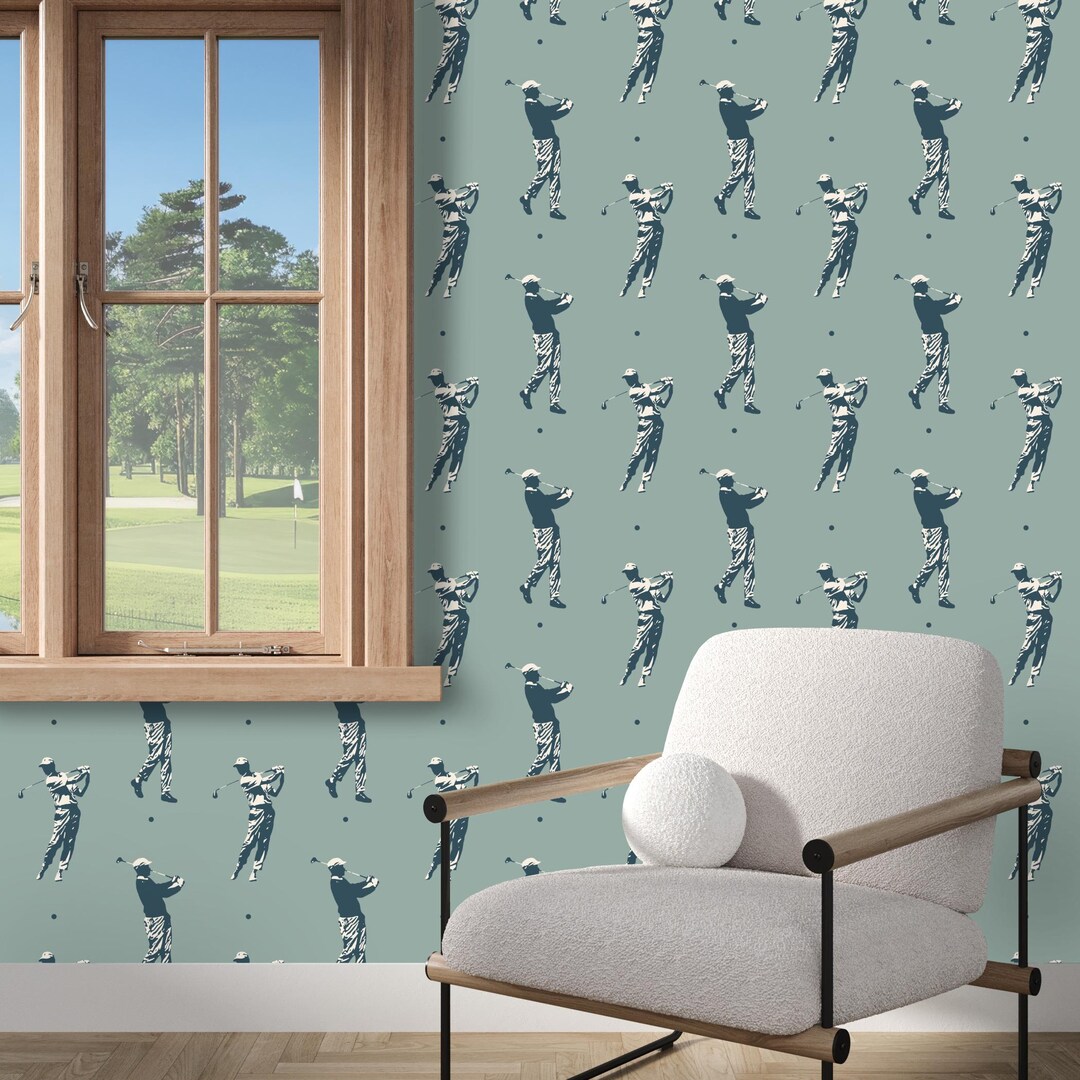 Vintage Golf Wallpaper | Minimalist Sports Wallpaper | Traditional Blue ...