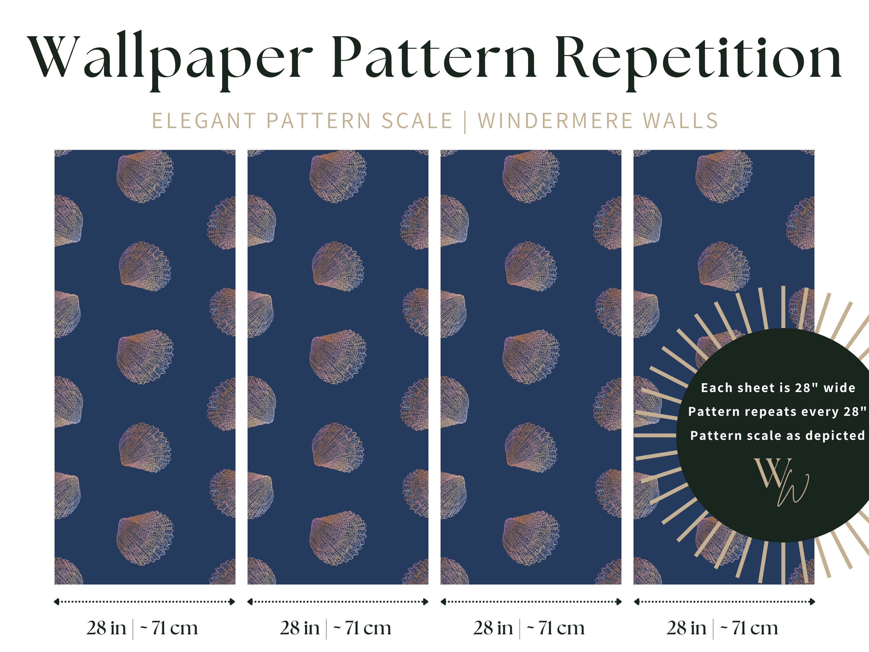 Elegant Ocean Blue Seashell Wallpaper Minimalist Marine Peel and Stick ...