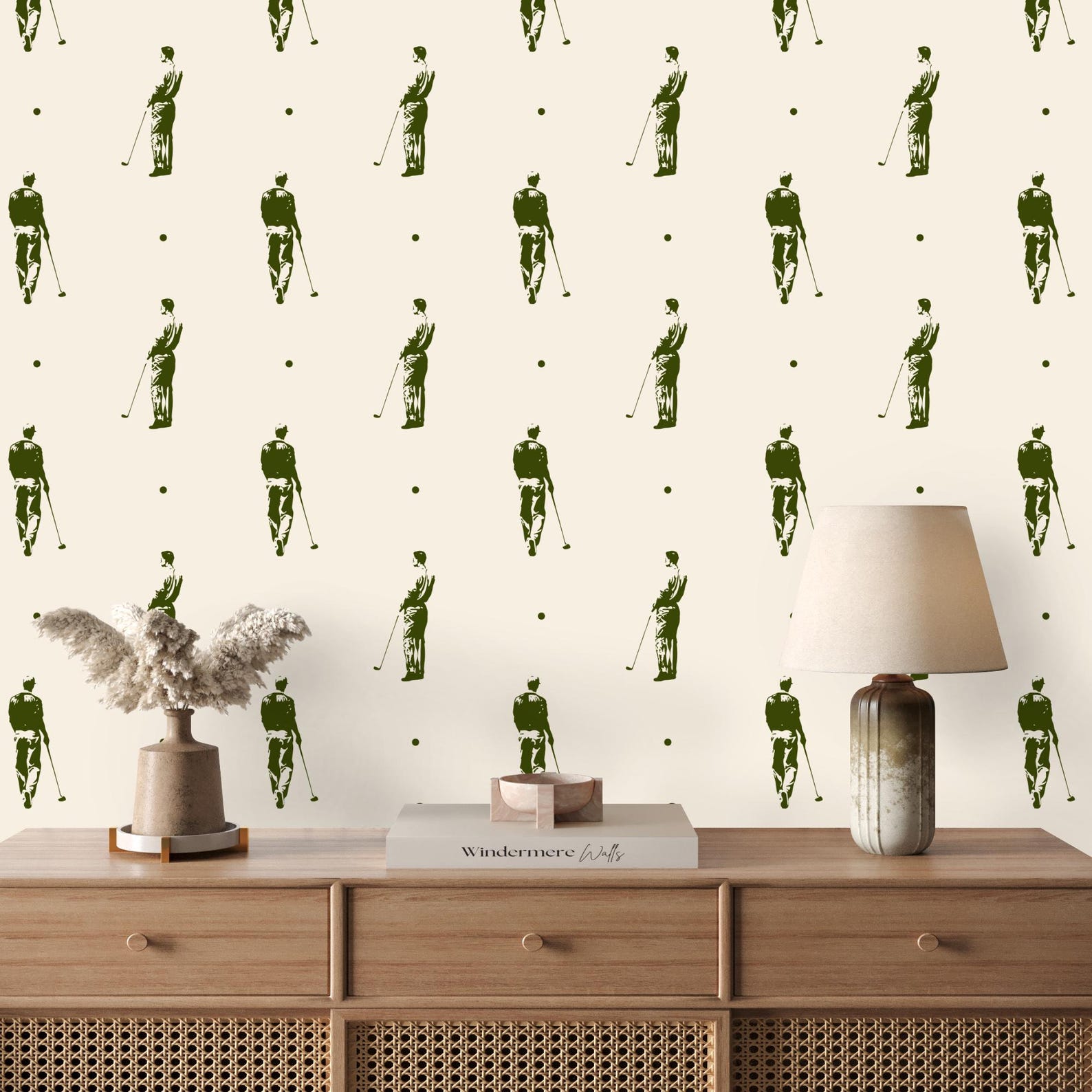 Light Cream Vintage Golf Wallpaper | Minimal Green Golfer Wallpaper ...
