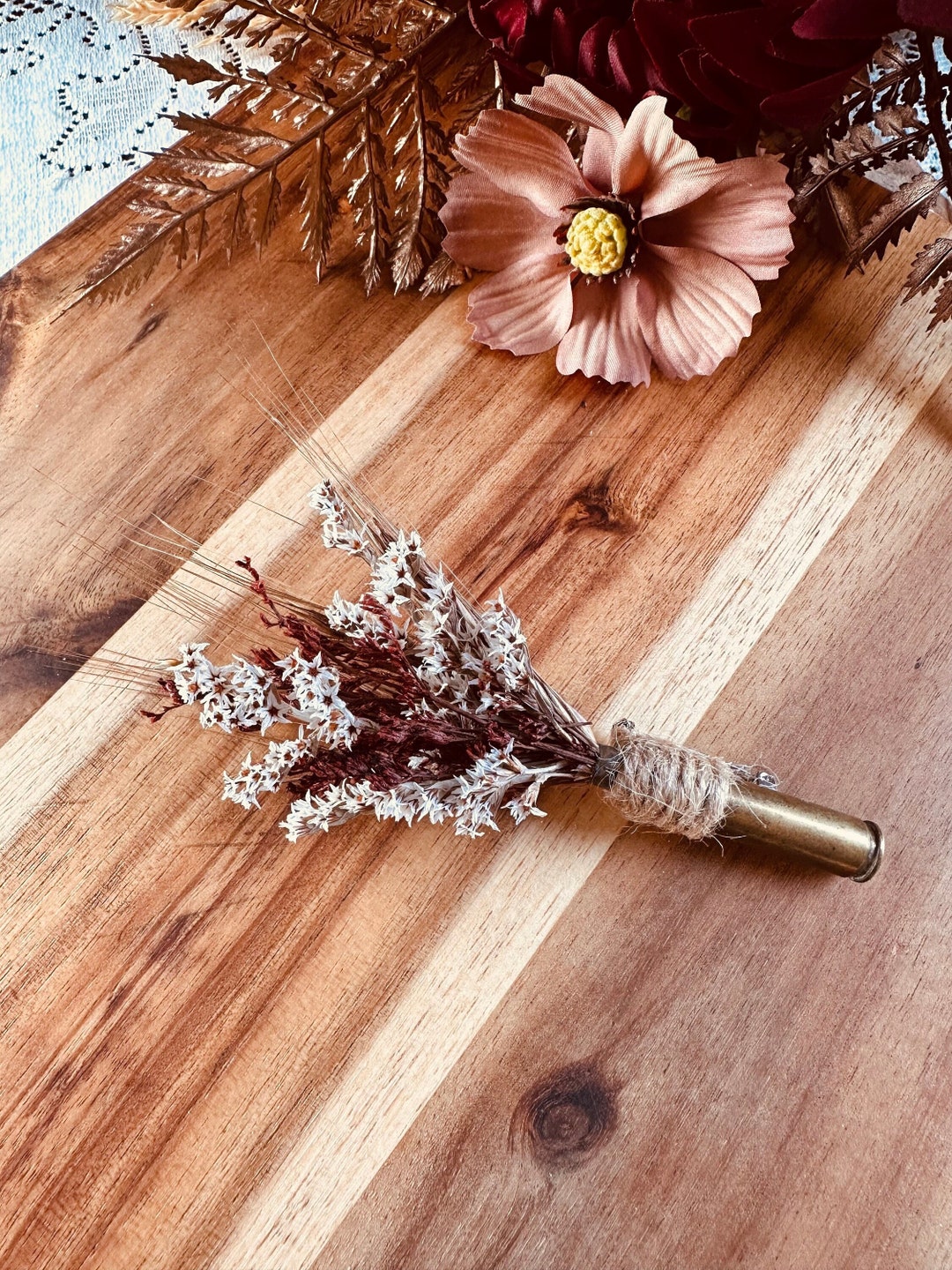 Burgundy and Cream Bullet Boutonniere, Prom or Wedding Boutonniere ...