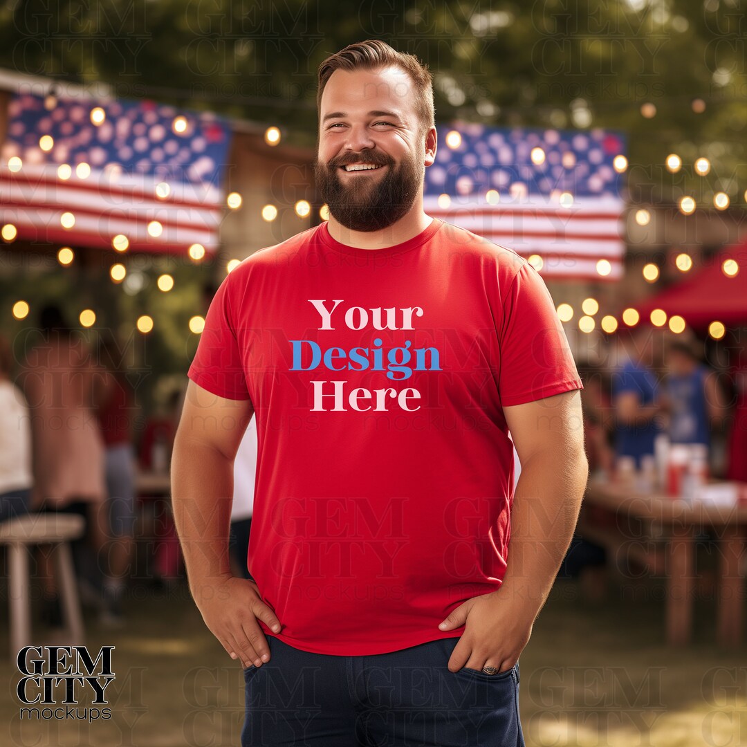 Male Mockup, Plus Size Mockup, Fourth of July, 4th of July, Patriotic ...