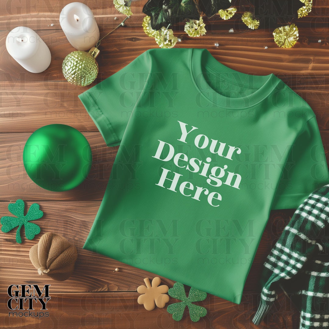 St Patricks Day Mockup, Flat Lay Mockup, Green Shirt Mockup, Gree Tee ...