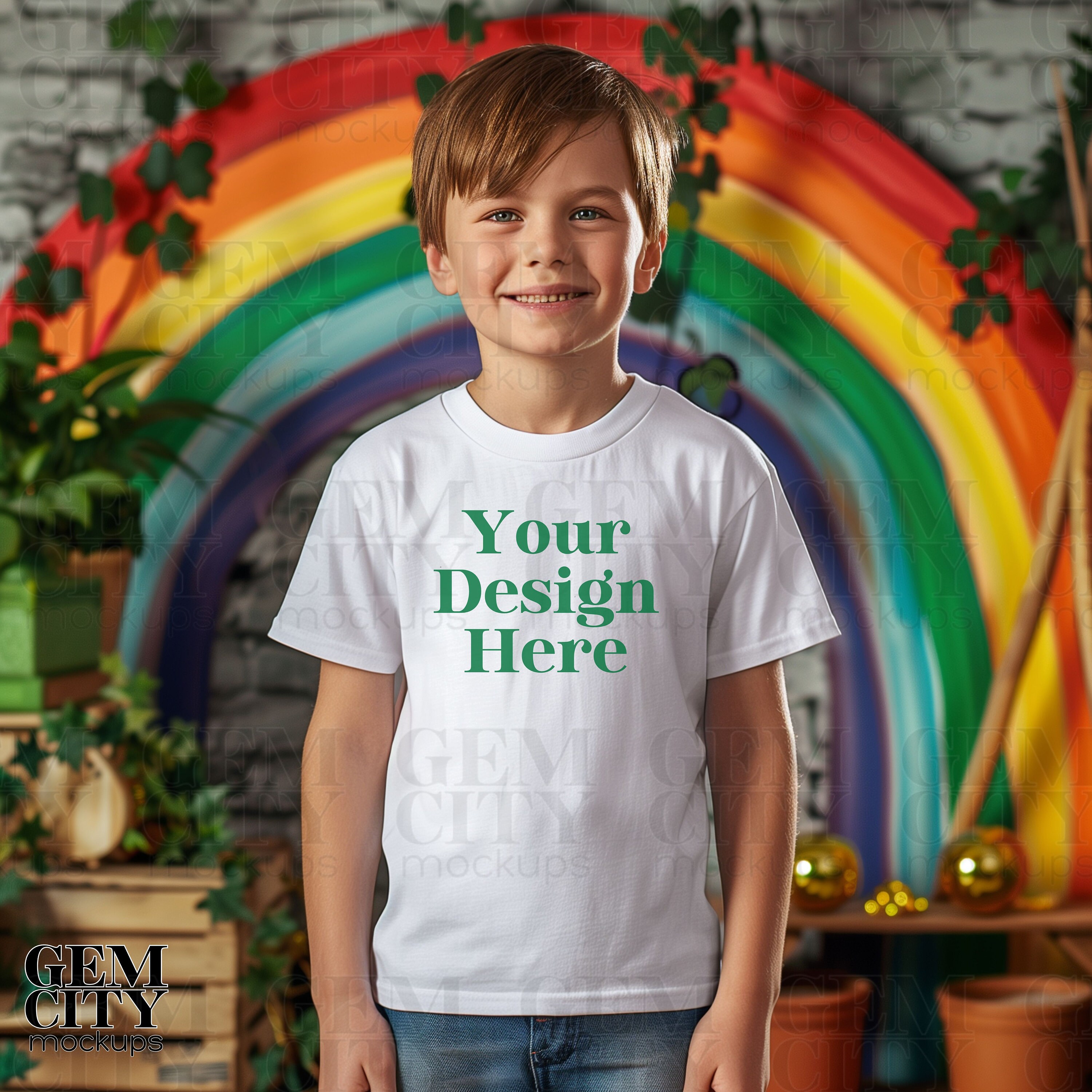 St Patrick's Day Mockup, Kids Mockup, Child Mockup, Boy T-shirt Mockup ...