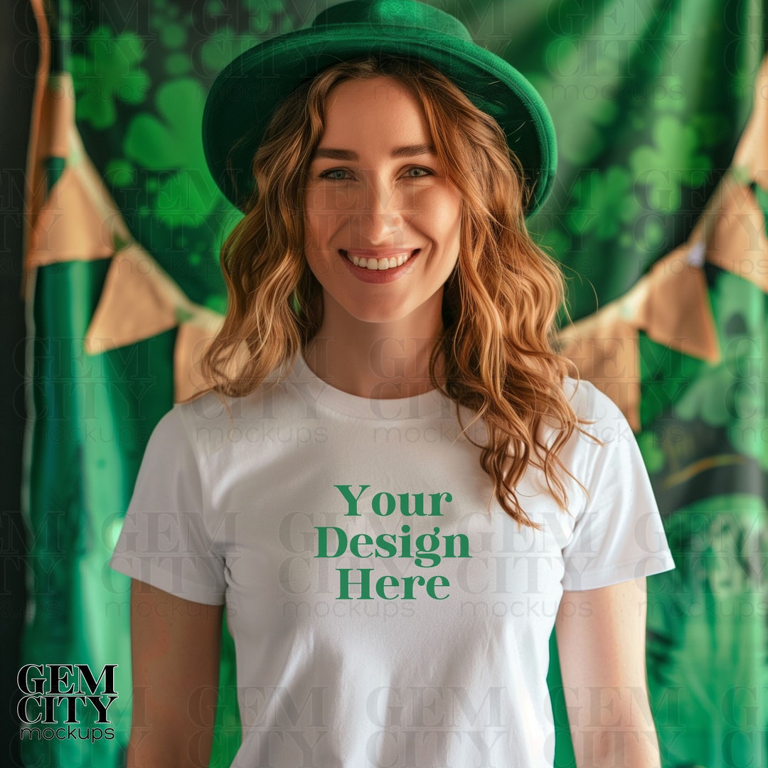 St Patricks Day Mockup, White Tee Mockup, Female Mockup, White Shirt ...