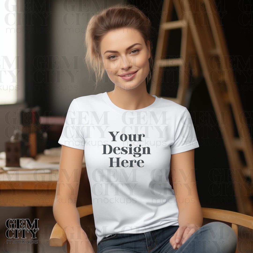 Female Mockup, Female T-shirt Mockup, White Shirt Mockup, Studio Mockup ...