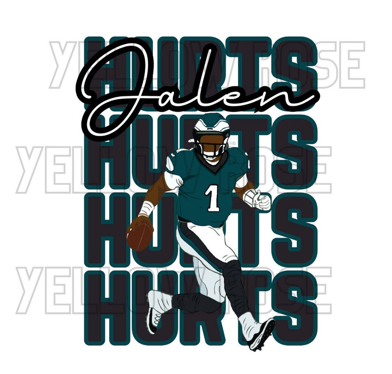 Jalen Hurts NFL Hand Drawn Image SVG PNG Sublimation Eagles - Etsy