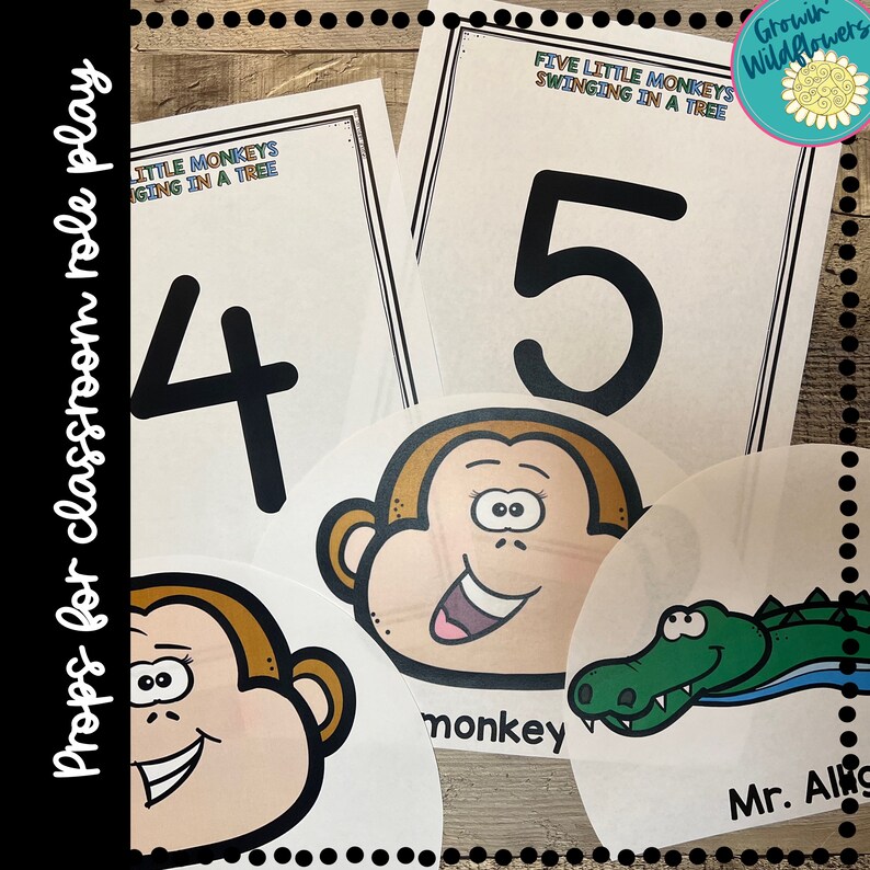 5 Little Monkeys Swinging in a Tree Song Pack - Etsy