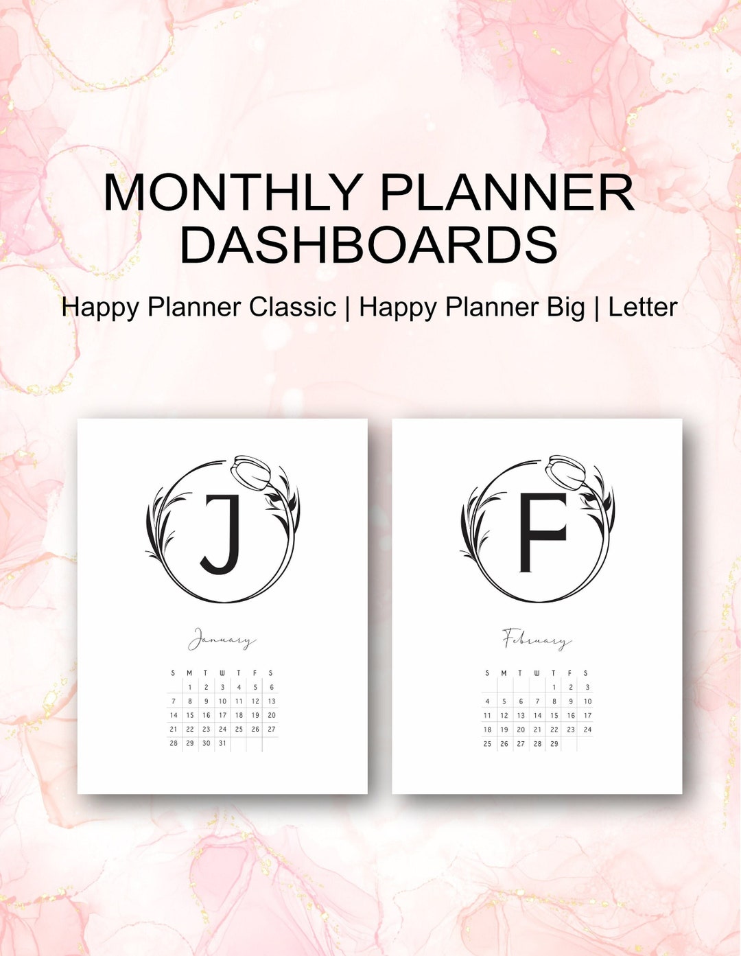 Floral Monthly Planner Dashboards, Monthly Dividers, Monthly Covers ...