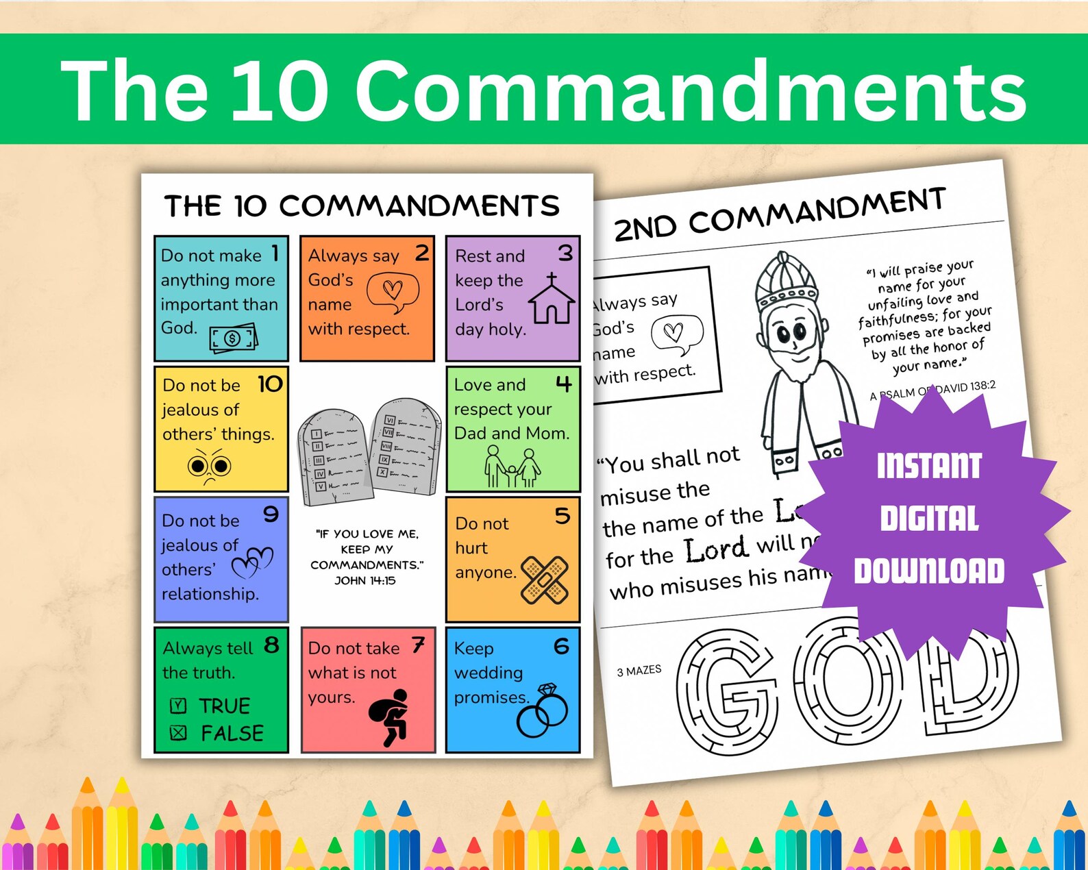 Ten Commandments for Kids | 10 Commandments Activities | Catholic ...