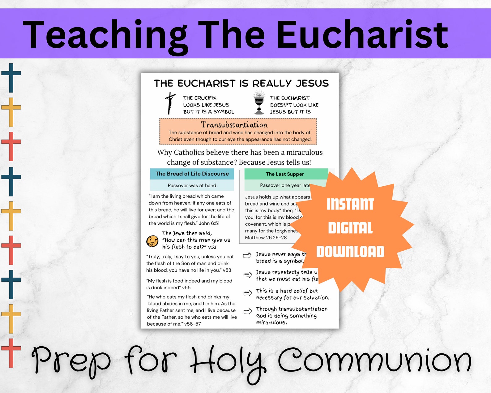 Holy First Communion Printable Eucharist Printable Catholic Sacrament ...