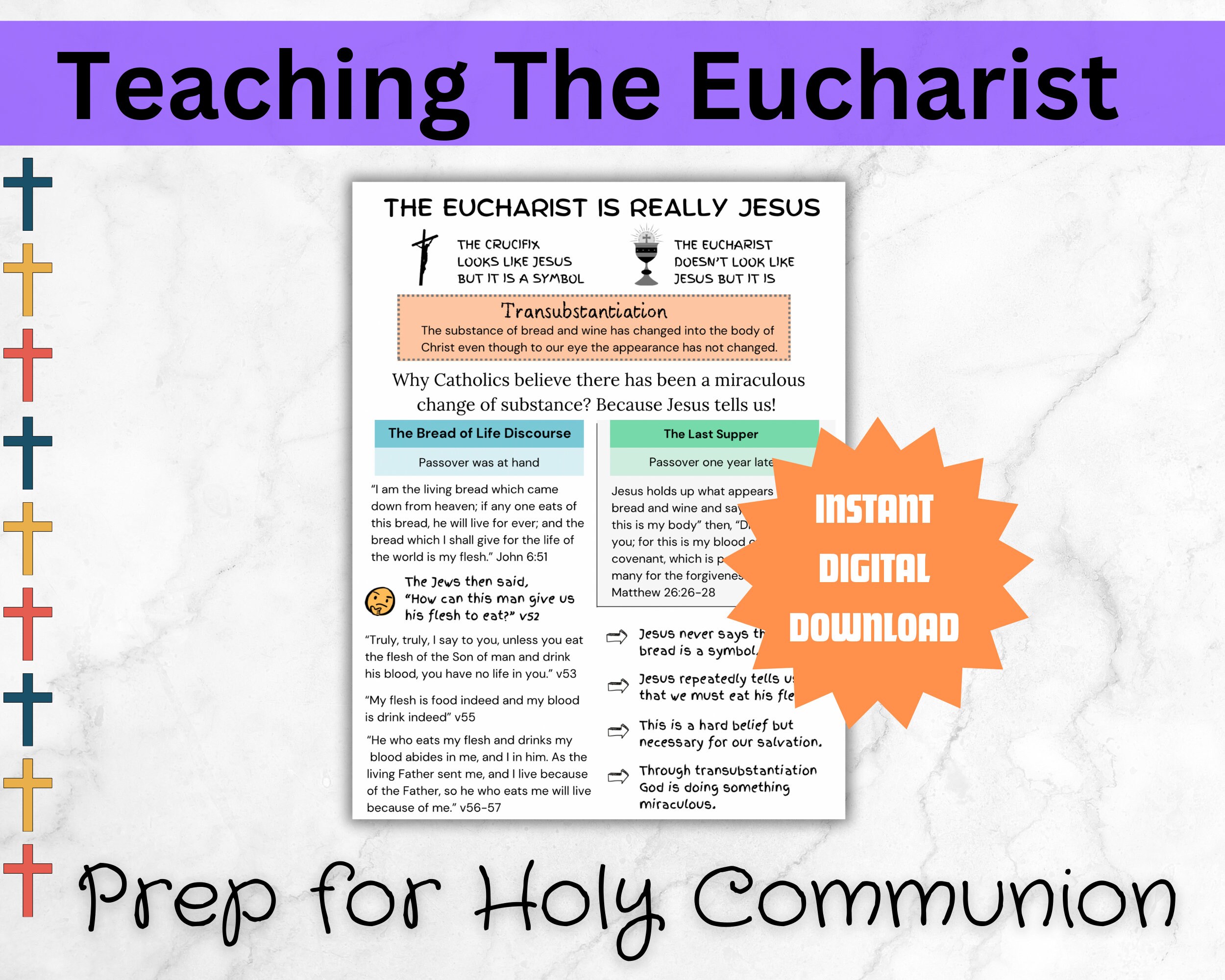 Holy First Communion Printable Eucharist Printable Catholic Sacrament ...