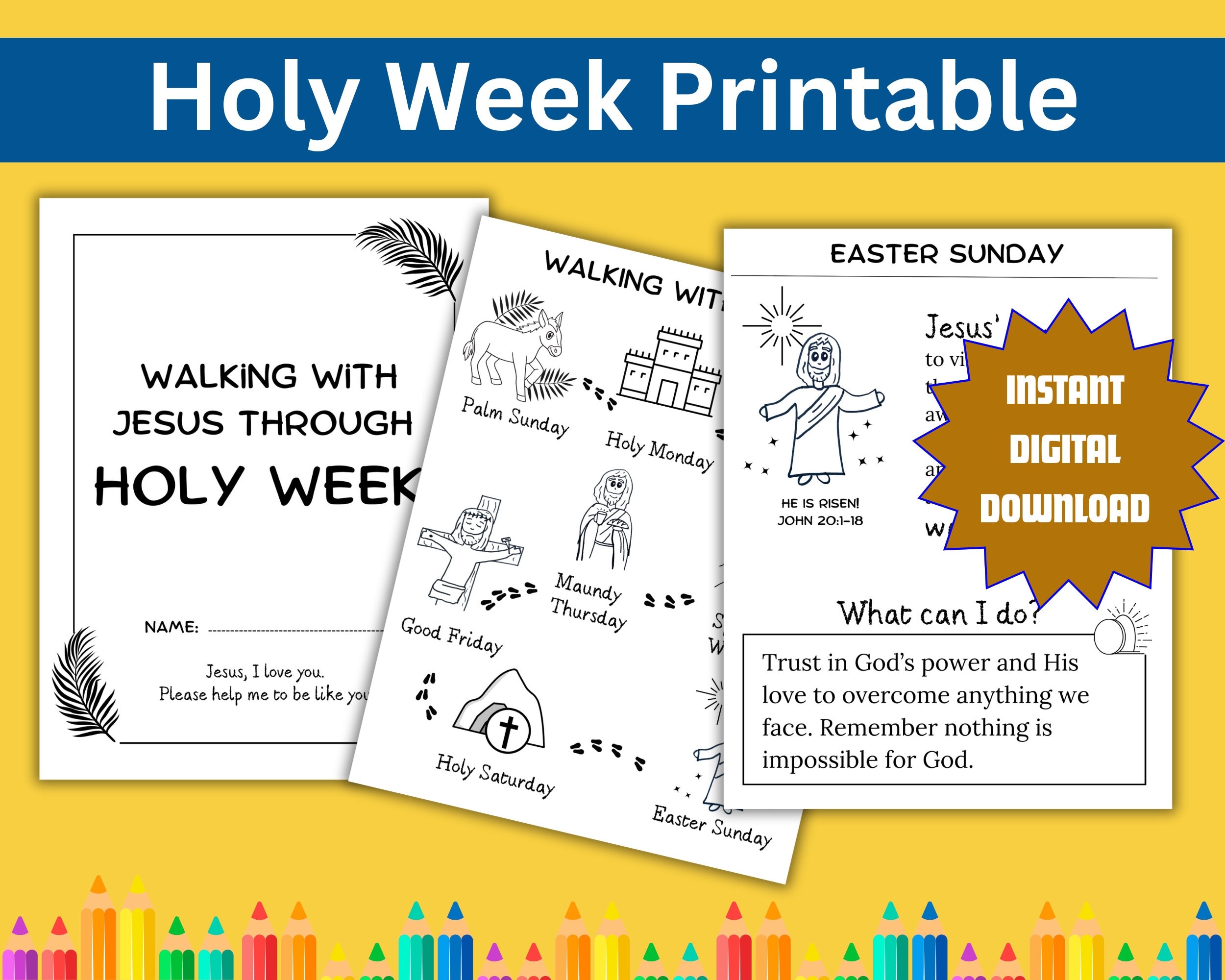 Holy Week Printable | Catholic Lent Digital Download | the Easter Story ...