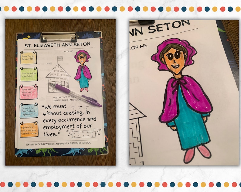 St Elizabeth Seton Worksheet | Catholic Coloring Page for Kids ...