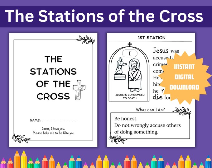 12 Stations of the Cross Coloring Book, Way of the Cross Coloring ...