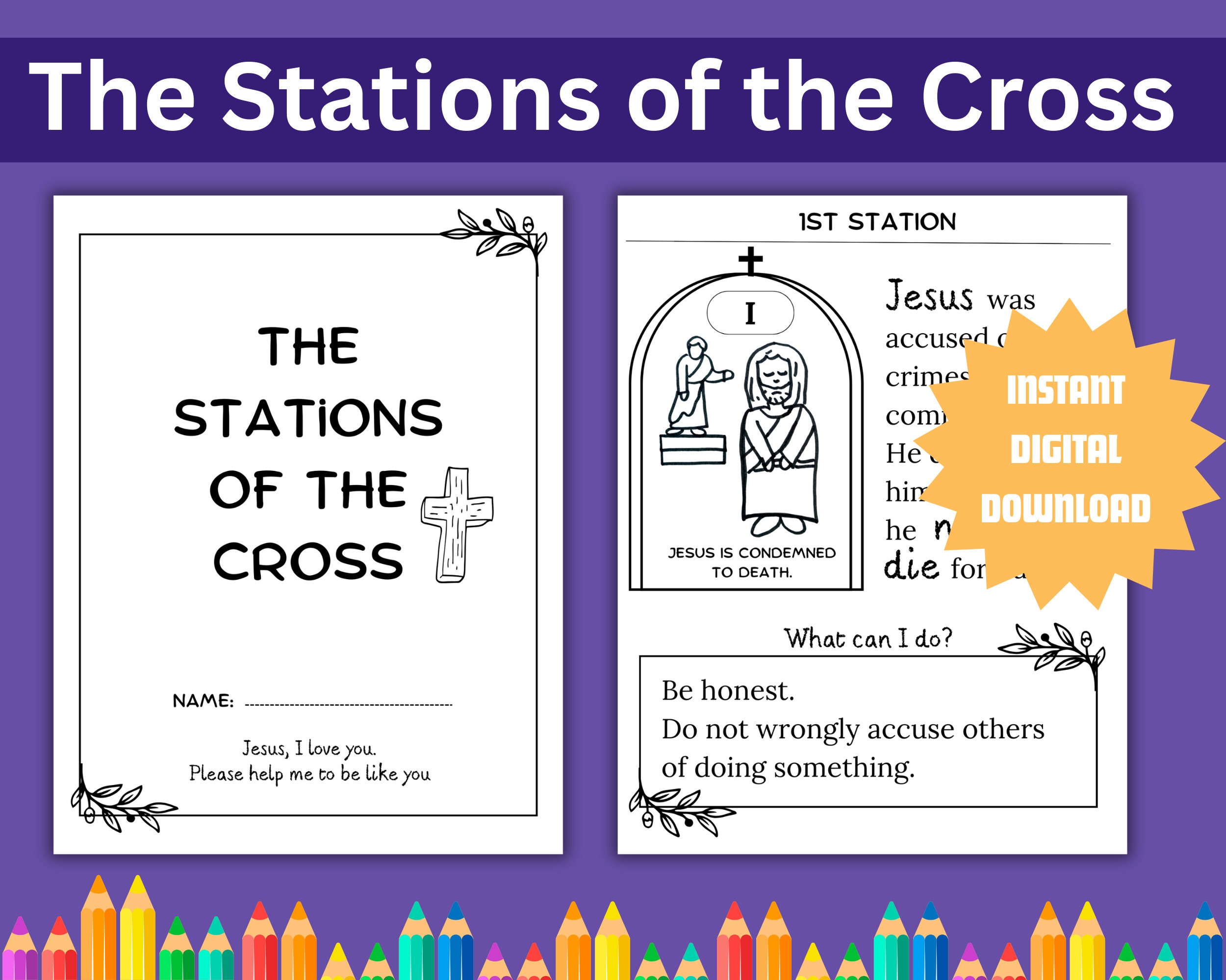 Stations of the Cross Printable Catholic Lent for Kids Holy Week ...
