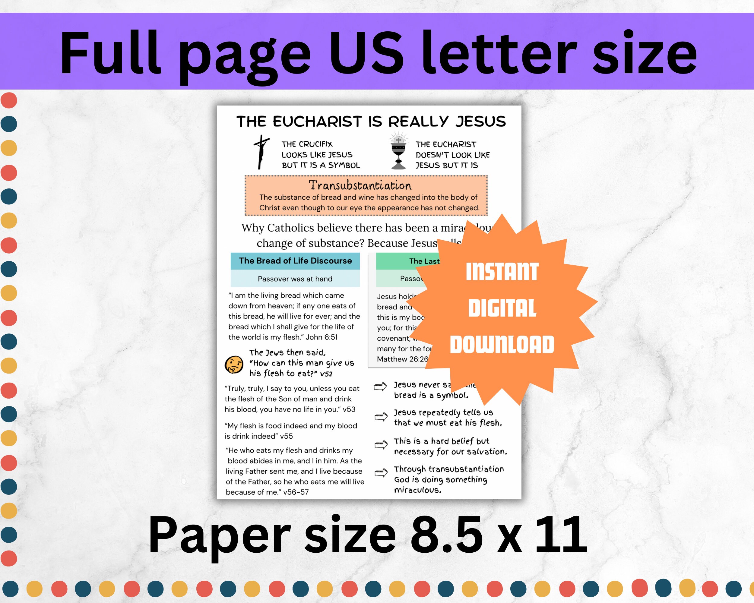 Holy First Communion Printable Eucharist Printable Catholic Sacrament ...