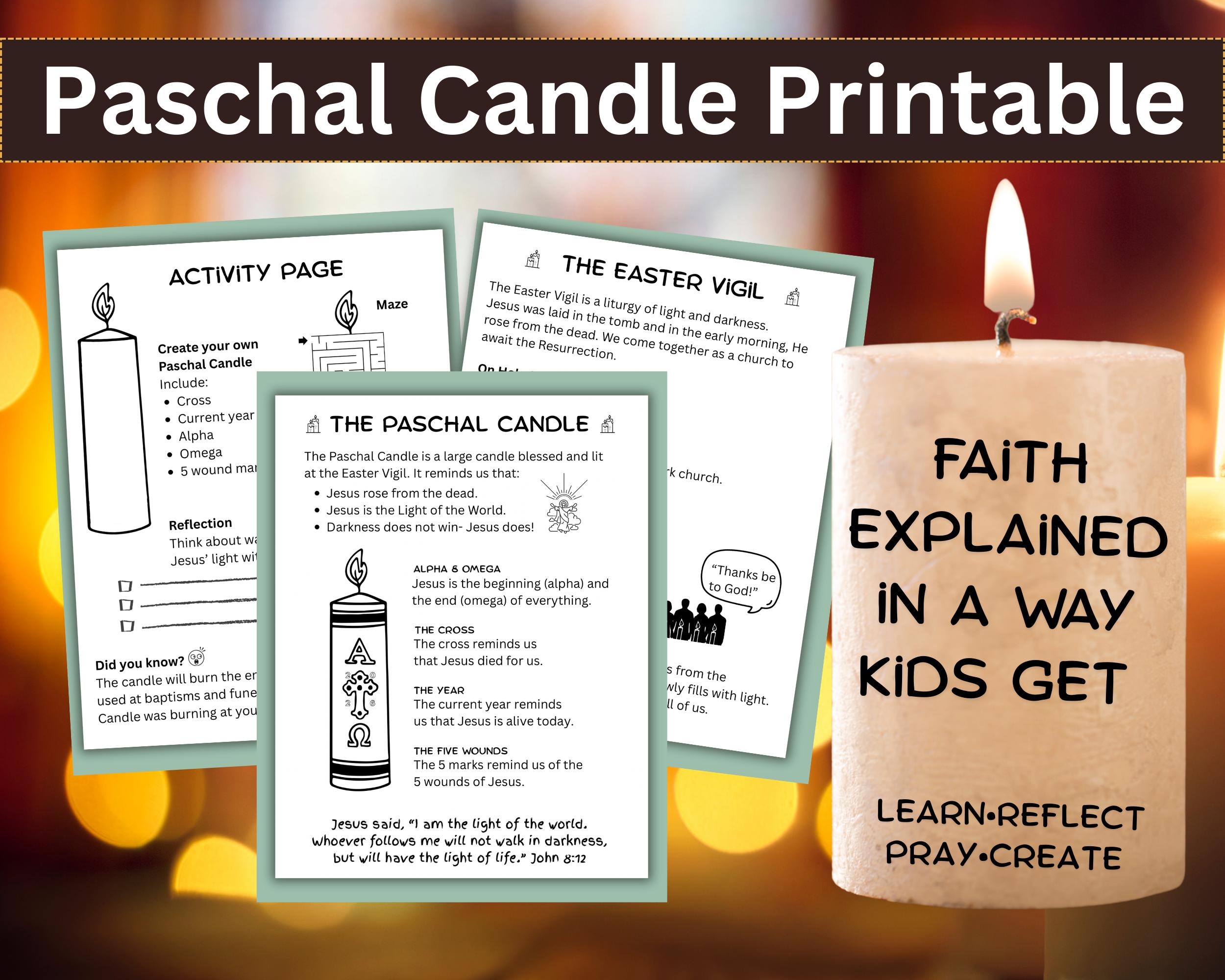 Paschal Candle Explained for Kids | Catholic Easter Vigil Printable ...