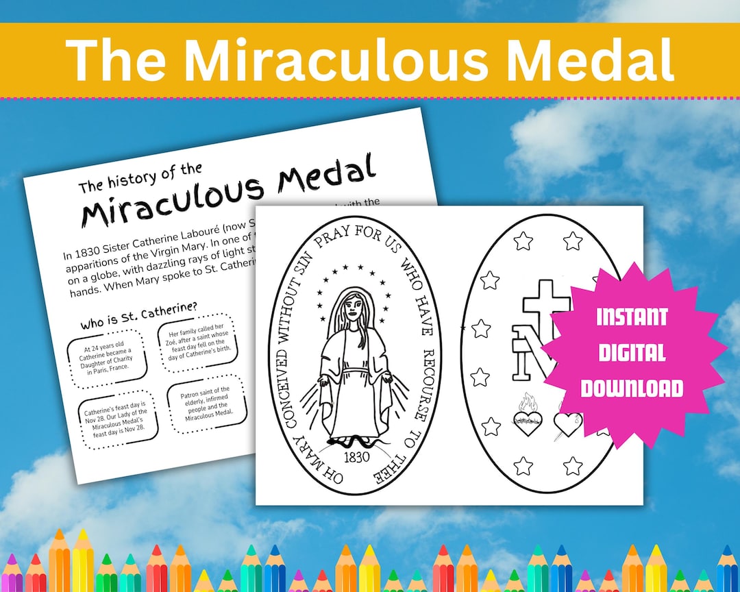 Miraculous Medal Digital Download | Blessed Virgin Mary Necklace ...